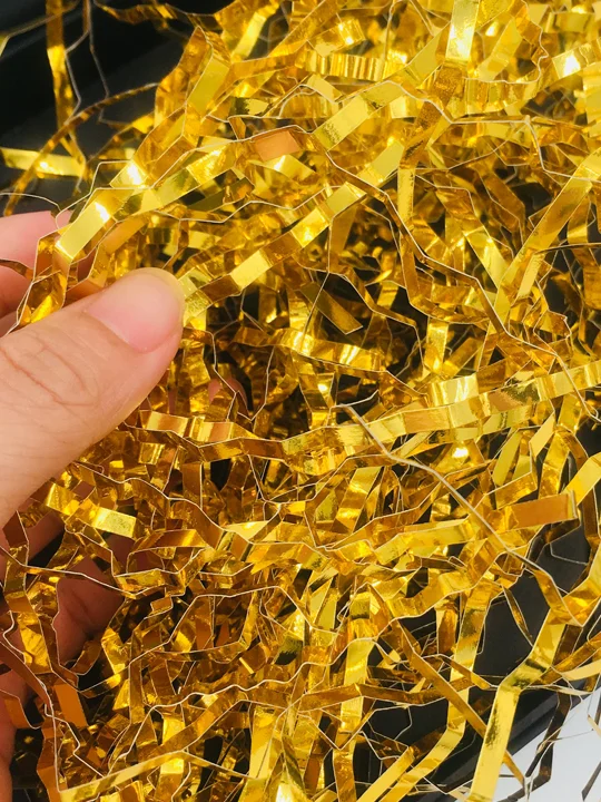 Metallic Gold Crinkle Cut Shredded Paper Packing Box Filler Xmas Diy ...