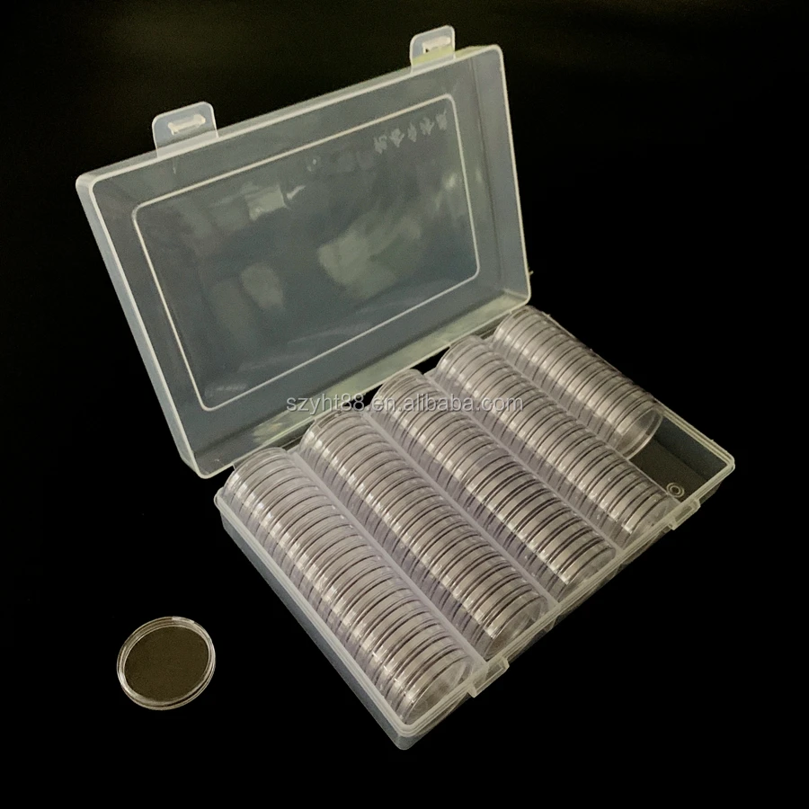 30mm Plastic Coin Box Commemorative Collecting Plastic Coin Display Box ...