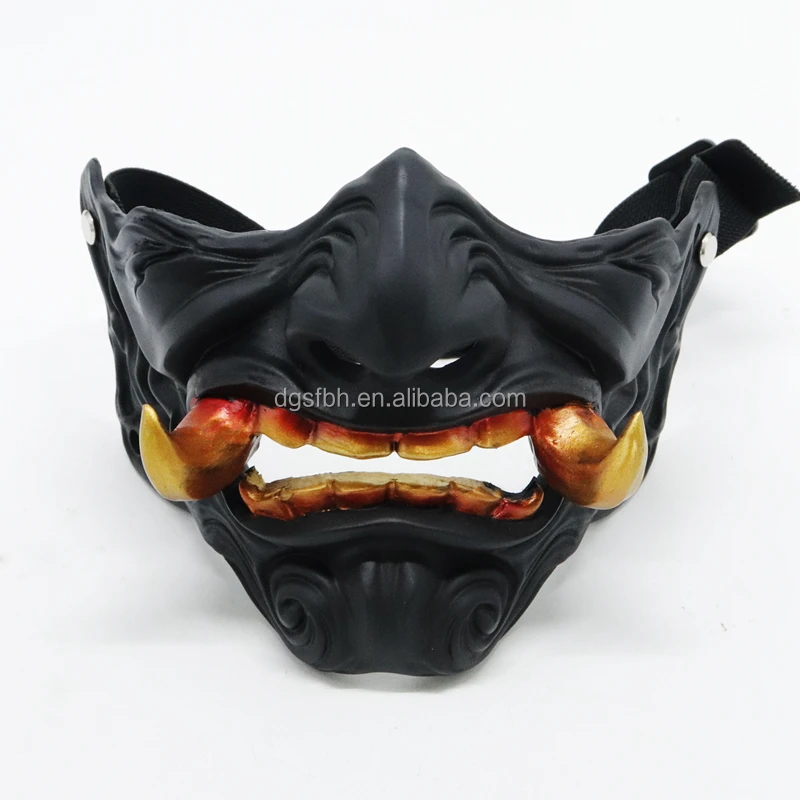 Japanese Watanabe Prajna Mask Half Face Samurai Mask Halloween Party ...