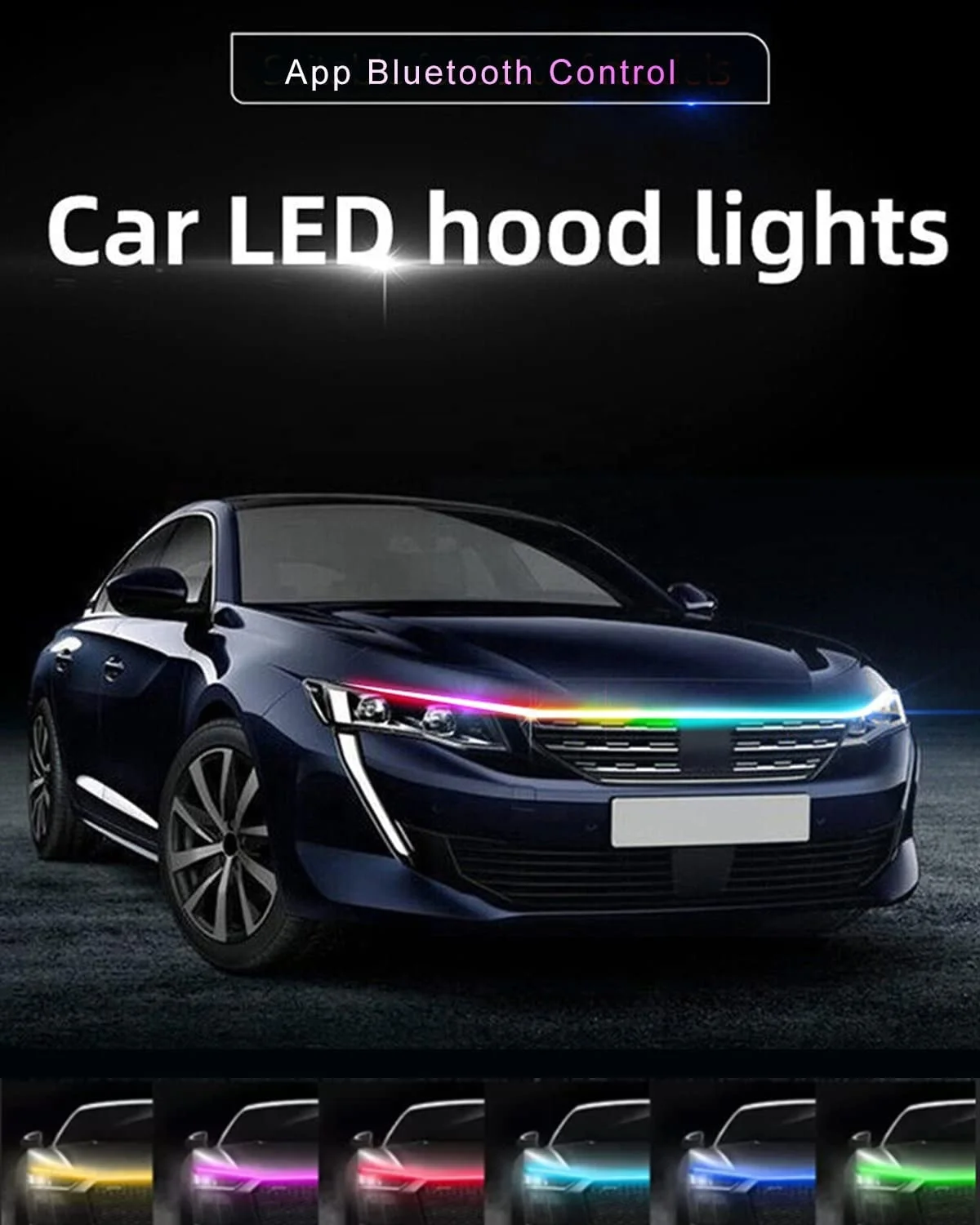 Car Hood Led Strip 60 Inch 1.5M RGB Daytime Running Light Strip with ...