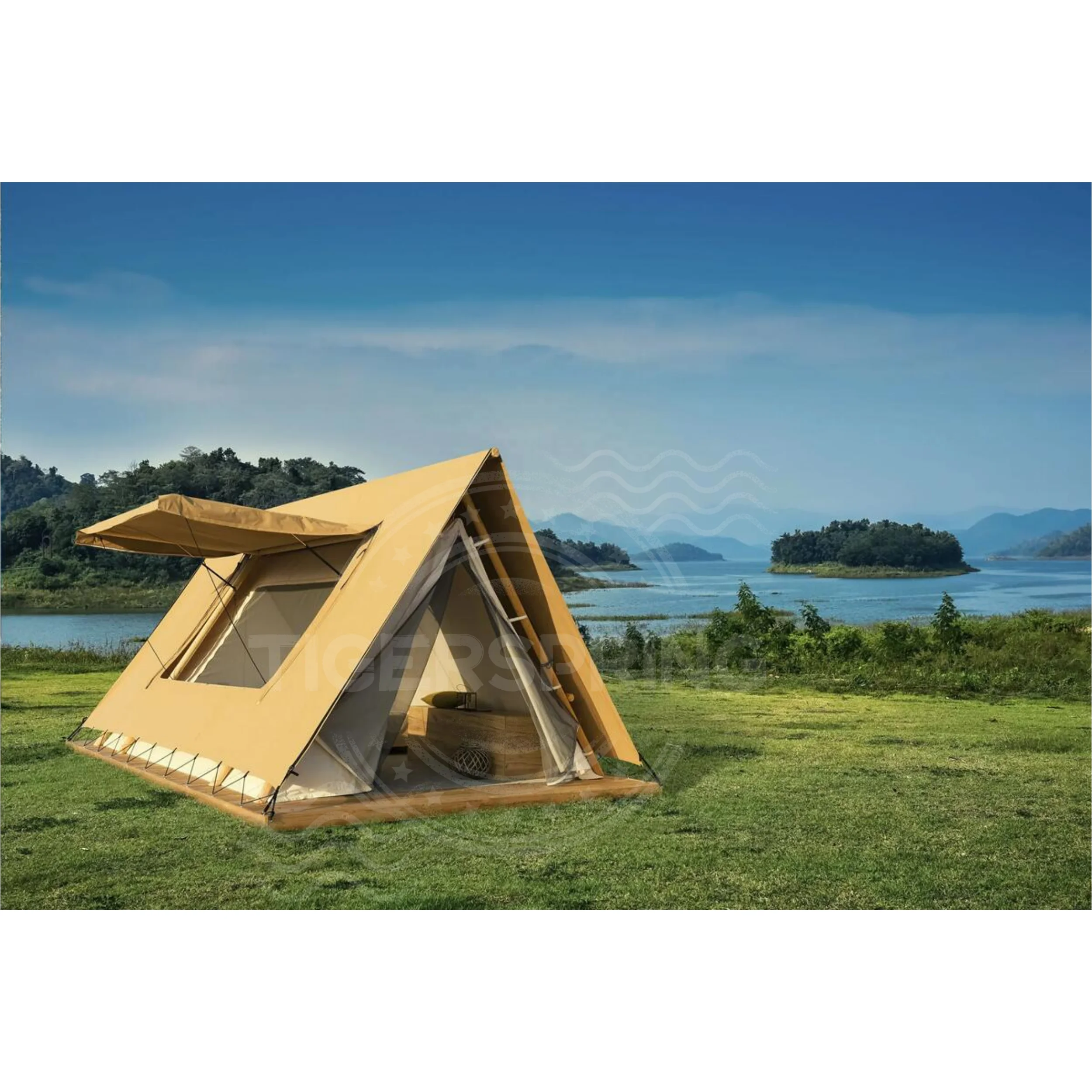 3.5m*4.2m Wooden Triangle Prefab House Luxury Glamping Tents For ...