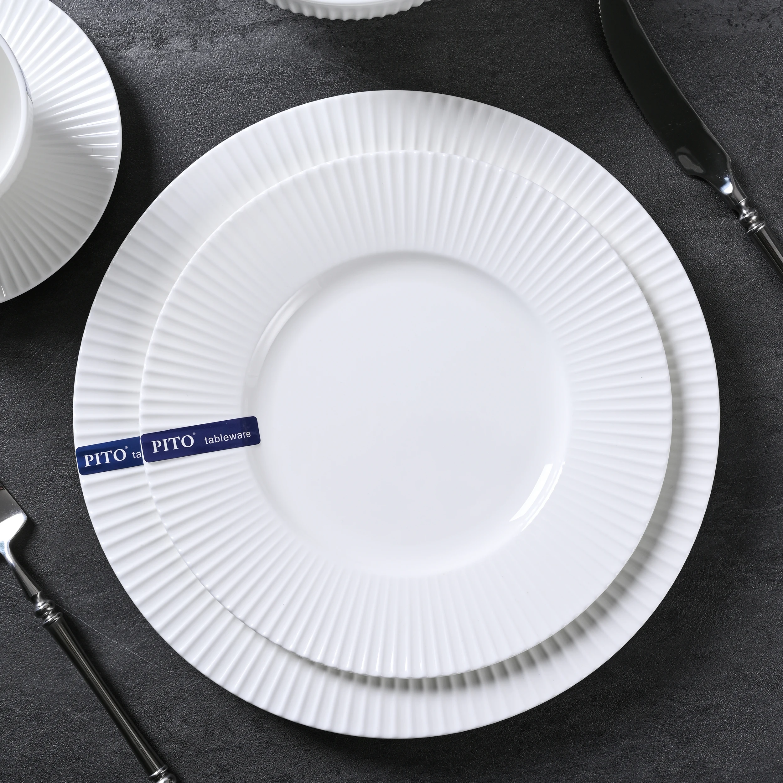 PITO Restaurant White Dinnerware Set Ceramic Bone China Plate Cup ...