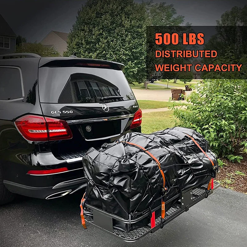Folding Hitch Mount Cargo Carrier Basket 60" X 20" X 6", Hauling Weight ...