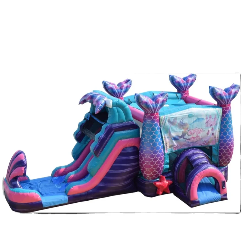 Commercial PVC Mermaid Inflatable Bounce House Combo Moonwalk ...