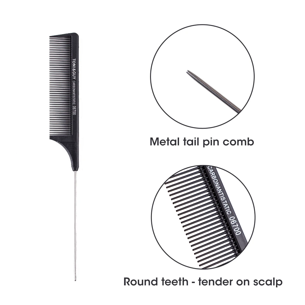 Heat Resistant Anti-static Carbon Pin Tail Comb Hairdressing Steel Rat ...