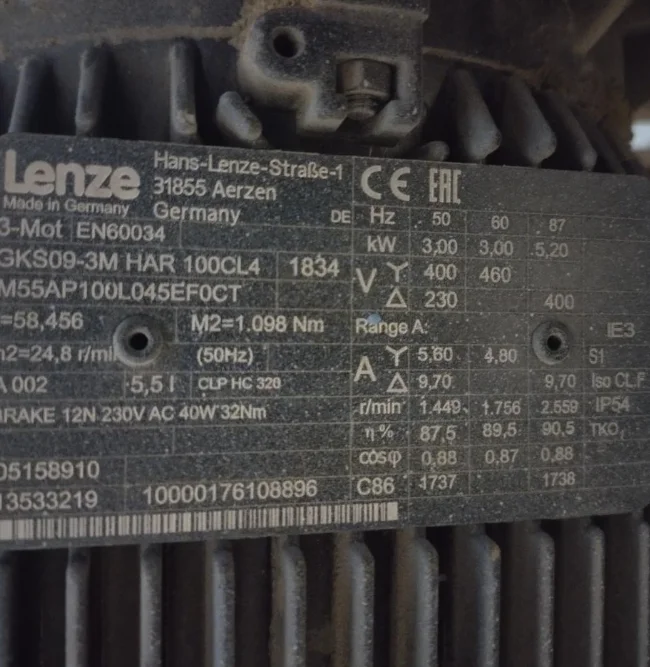 LENZE Servo Motor GKS09-3M HAR 100CL4 with Gearbox GKS11-3M VBR 160C22