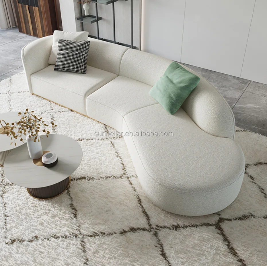 Hotel Sofa Set - Modern Nordic Lounge Couch with Boucle Fabric