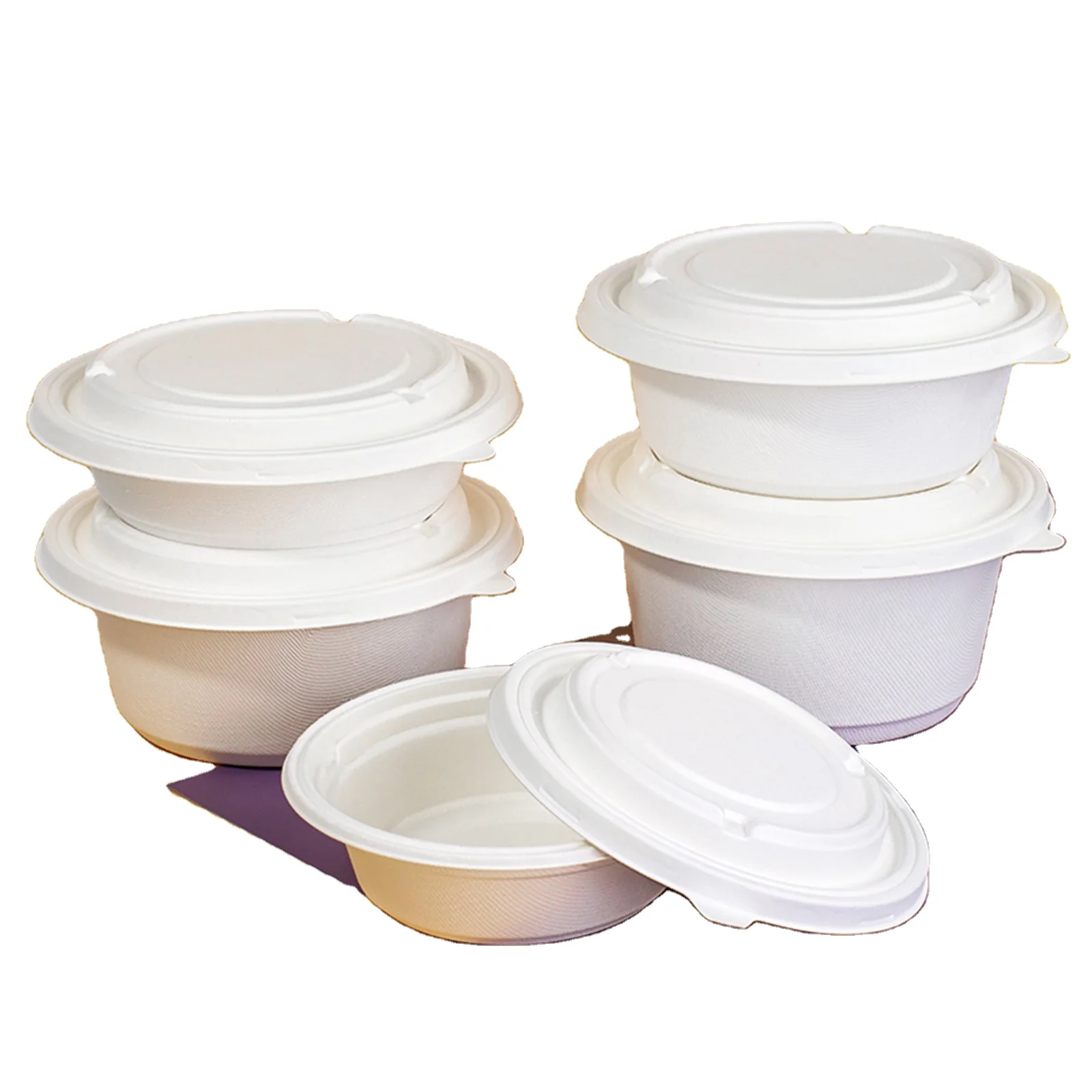White Meal Preparation Bowl Disposable 1000ml Salad Food Bowl With Lid ...