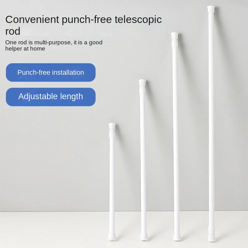 Metal Single Retractable Rod Clamp Hook Support Frame No-punch Curtain ...