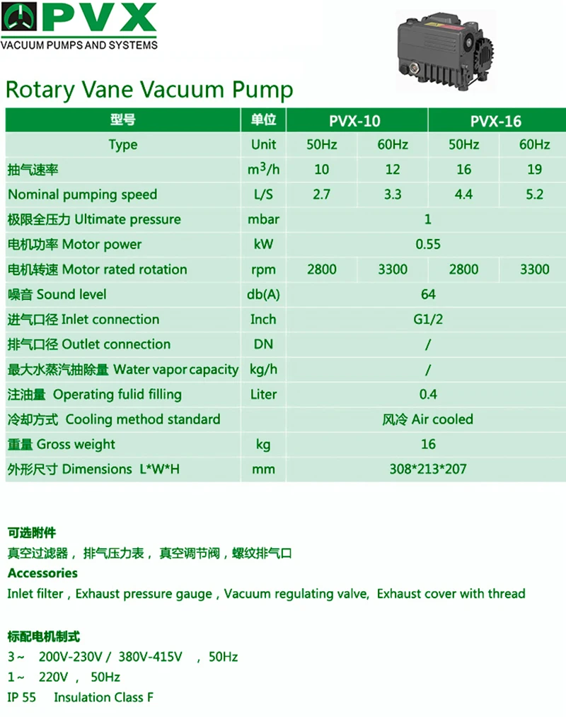 Pvx-16 Rotary Vane Vacuum Pump For High Pressure Vacuum Air Pump Oil ...