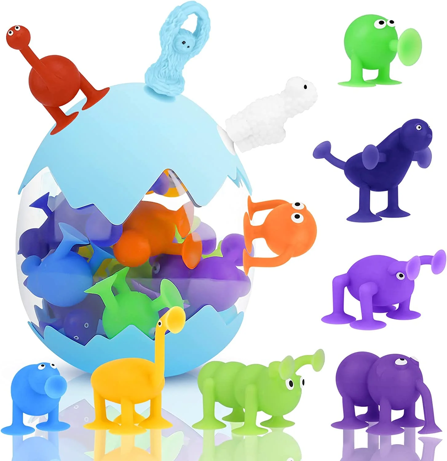 Af Wholesale Sucker Baby Animals Shape Silicone Bath Toy Organizer Kit ...