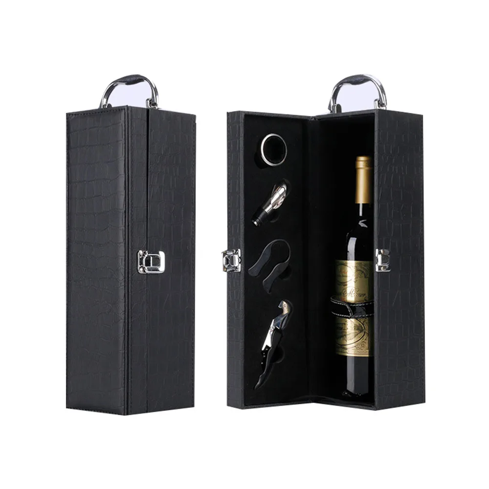Custom PU Leather Wholesale Red Wine Gift Set Packaging