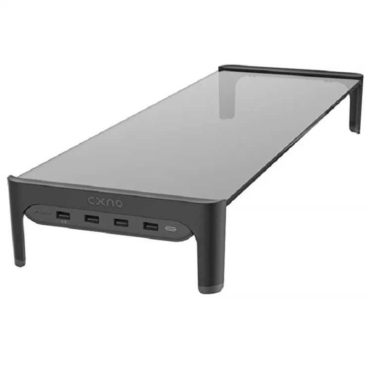 Aluminum Monitor Stand with 4 USB Ports - Ideal for Laptops