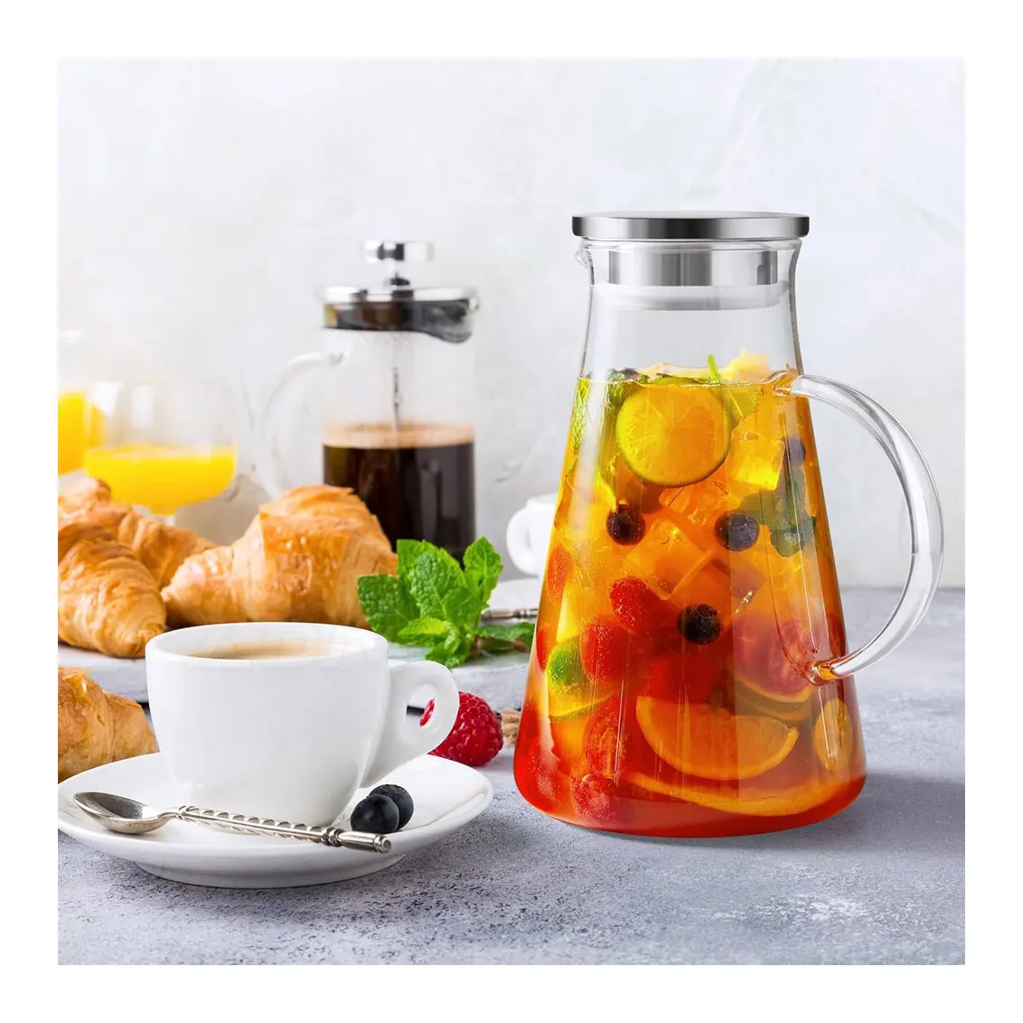 Cold Water Juice Tea Glass Pitcher Jugs Cups Sets With Lid Diamond ...