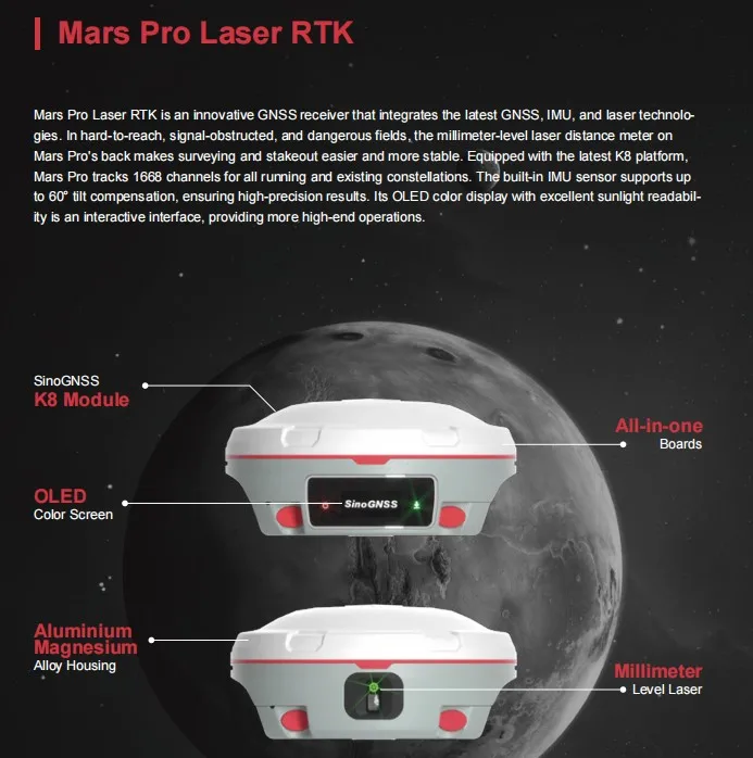 Sino Mars Pro Laser Gnss Receiver Lu5 A Millimeter-level Laser Rtk - Buy Receiver Super Laser ...