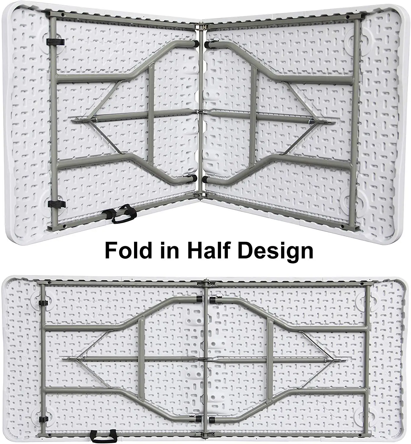 Folding Utility Table,Fold-in-half Portable Plastic Picnic Party Dining ...