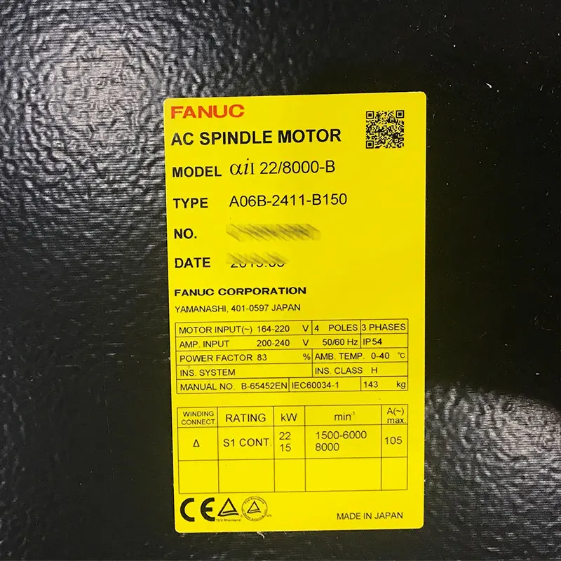 Fanuc New Original Ac Servo Motor A06b-2411-b150 - Buy A06b-2411-b150,Fanuc A06b-0128-b577 Ac ...