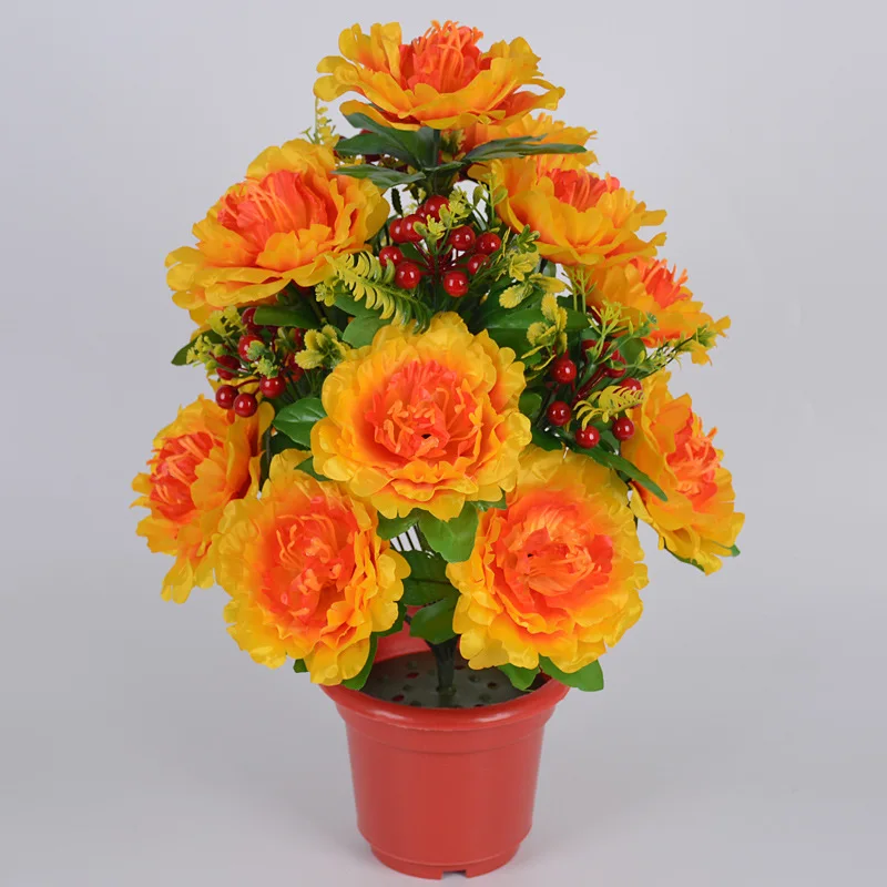 PT-P8001 8-Headed Realistic Artificial Peonies Bouquet Silk Peonies ...