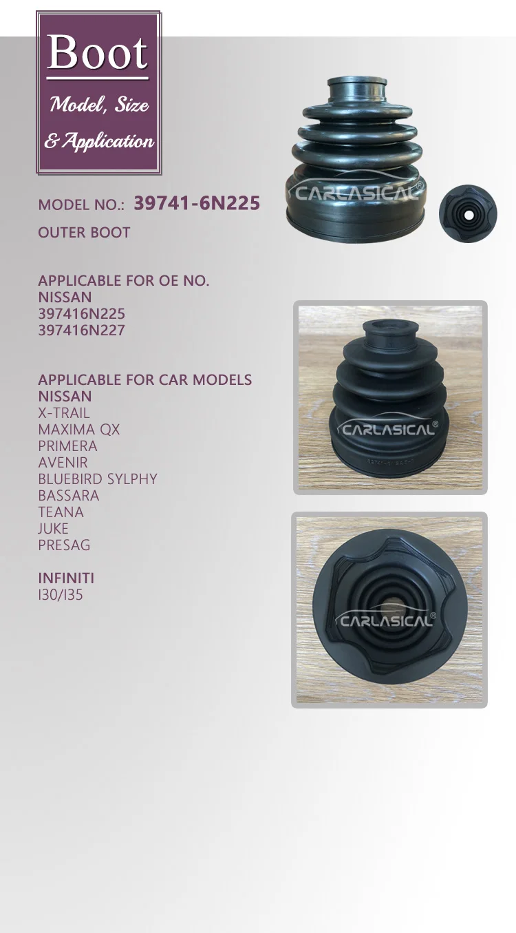 Auto Rubber Parts - Drive Shaft CV Joint Boot OE No.39741-6n225