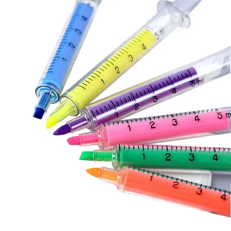 Novelty Multi Color Plastic Tube Injection Syringe Shape Highlighter ...