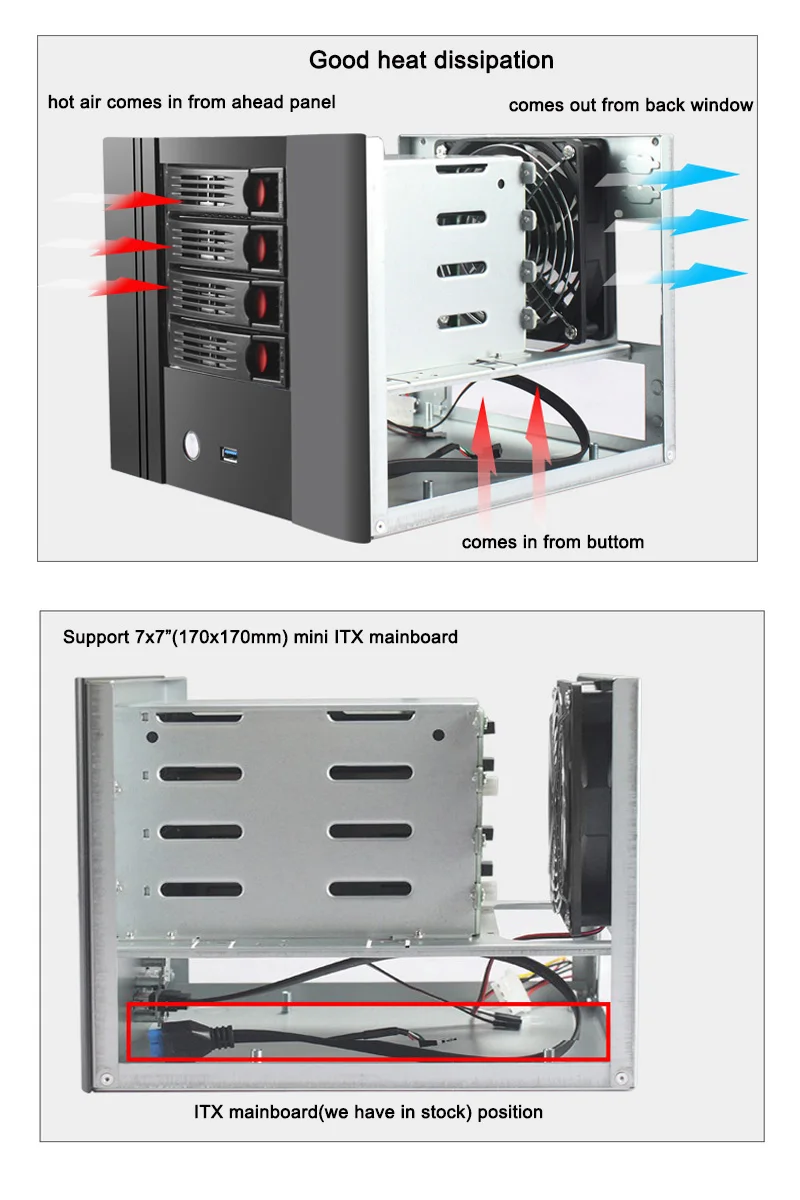 High Quality NAS 6 Bays Barebone Price with RAM, SSD, CPU