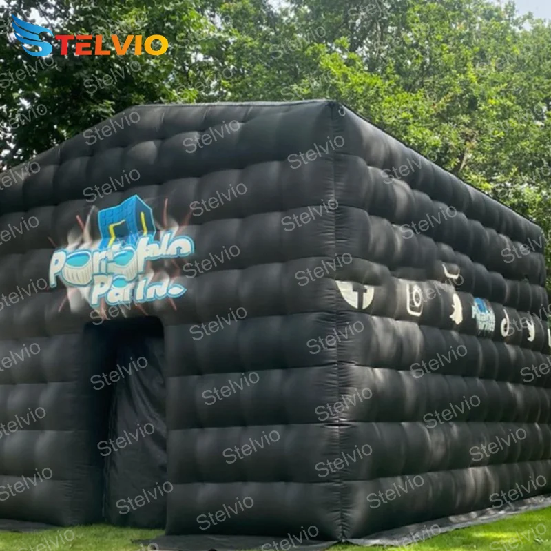 Portable Large Party Tent House Black Led Light Inflatable Cube Party ...