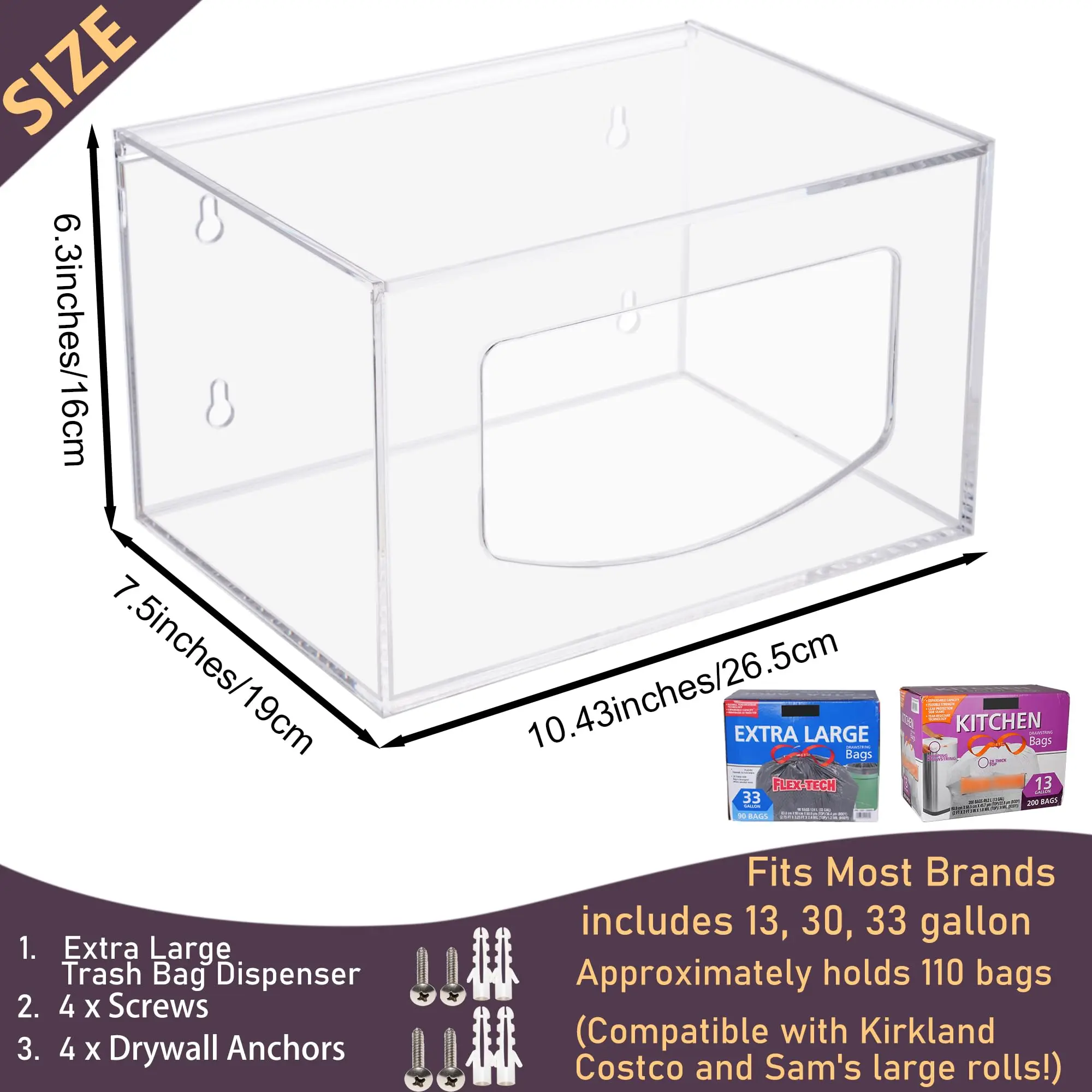 Factory Wholesale Custom Acrylic Large Trash Bag Dispenser Holder Wall ...