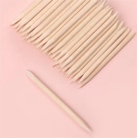 100pcs 4.5 Inch Double Sided Orange Wood Stick for Nails