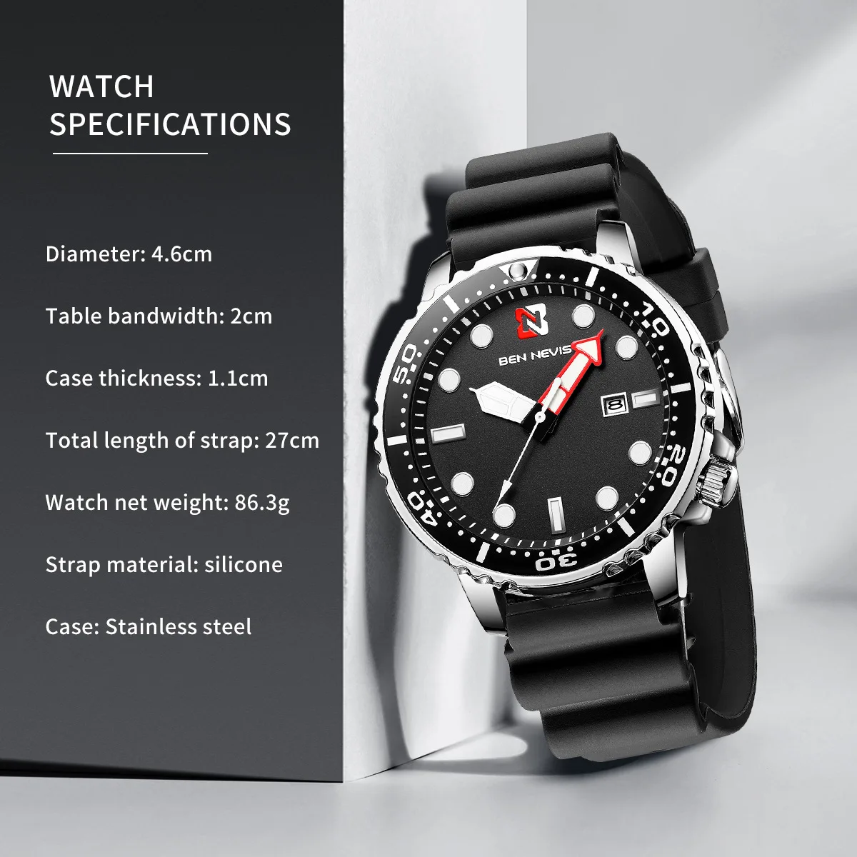 Luxury Brand Rotating Bezel Big Face Wristwatches Sport Black Army ...