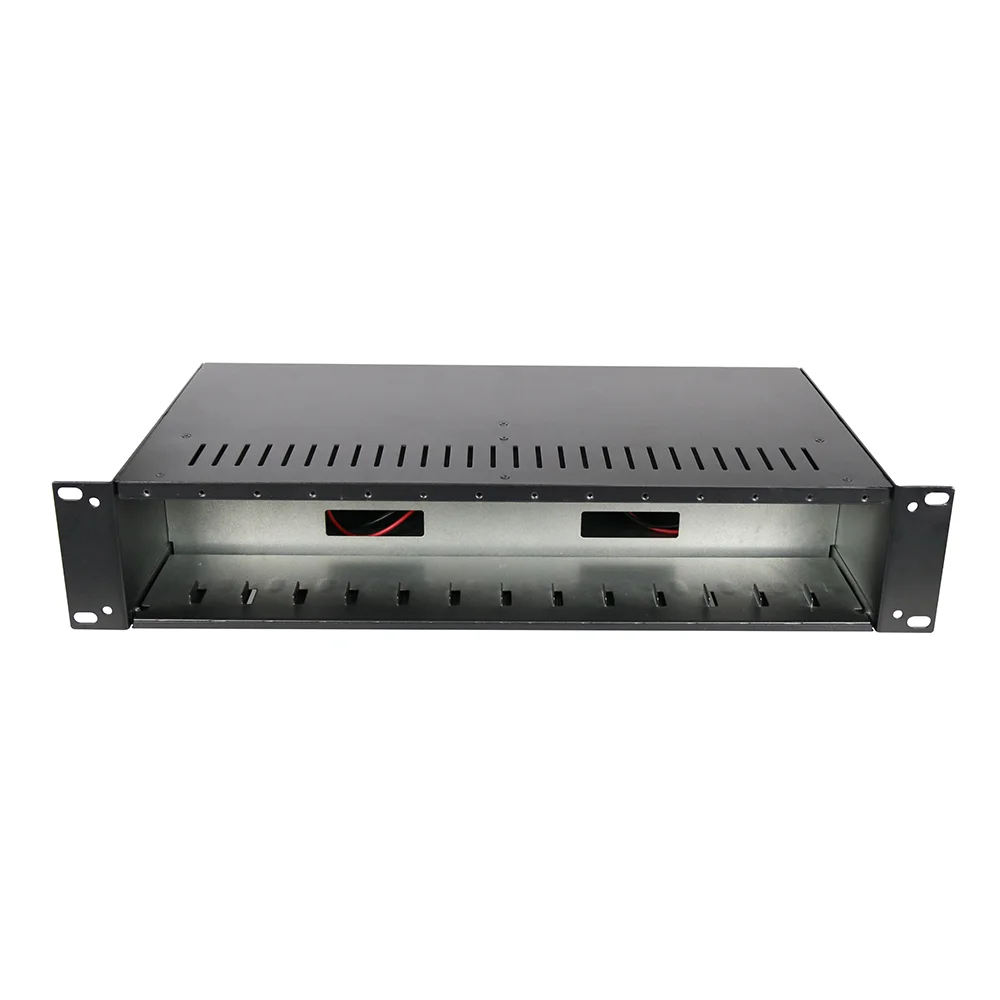 2U 14 Slots 19 Inch RackMount Chassis Media Converter for Fiber Optic ...