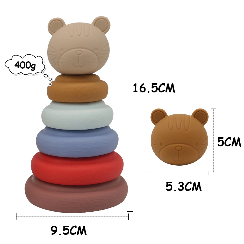 Round Fully Silicone Stacking Toy 100% Food Grade For 0 Month+ Babies ...