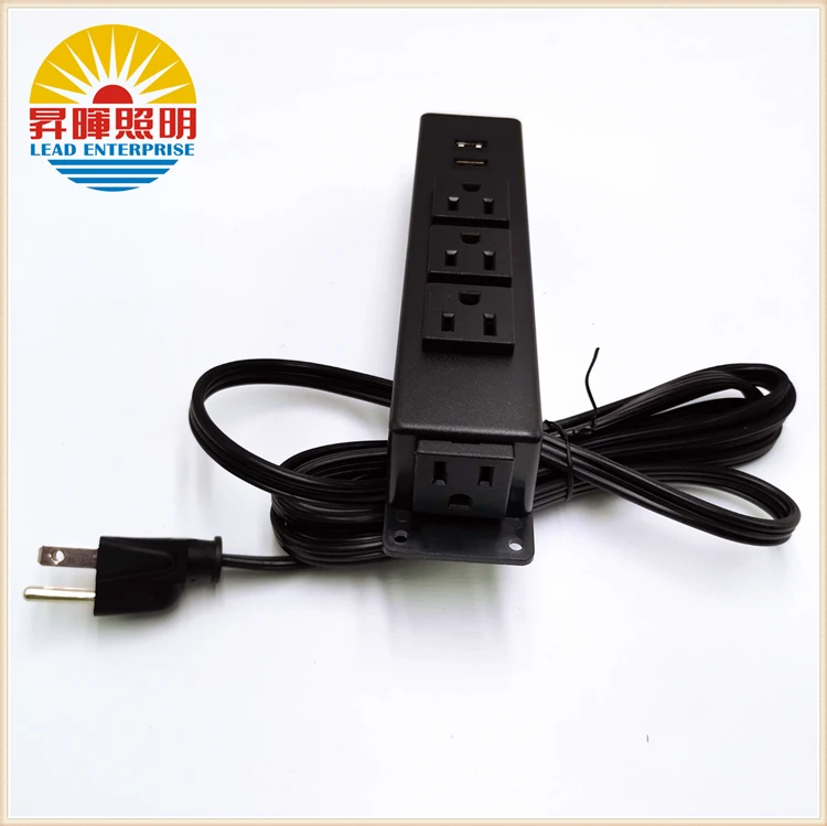 Furniture Surface Mounted 4 Outlet Power Strip With 2 Usb One Lutlet On ...