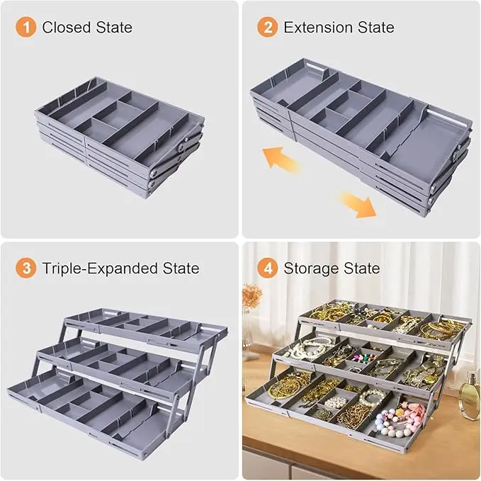3 Tier Drawer Organizer - Smart Storage for Makeup