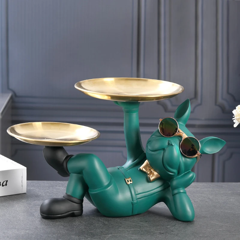 French Bulldog Butler Statue With Double Trays For Keys Holder Cool Dog ...