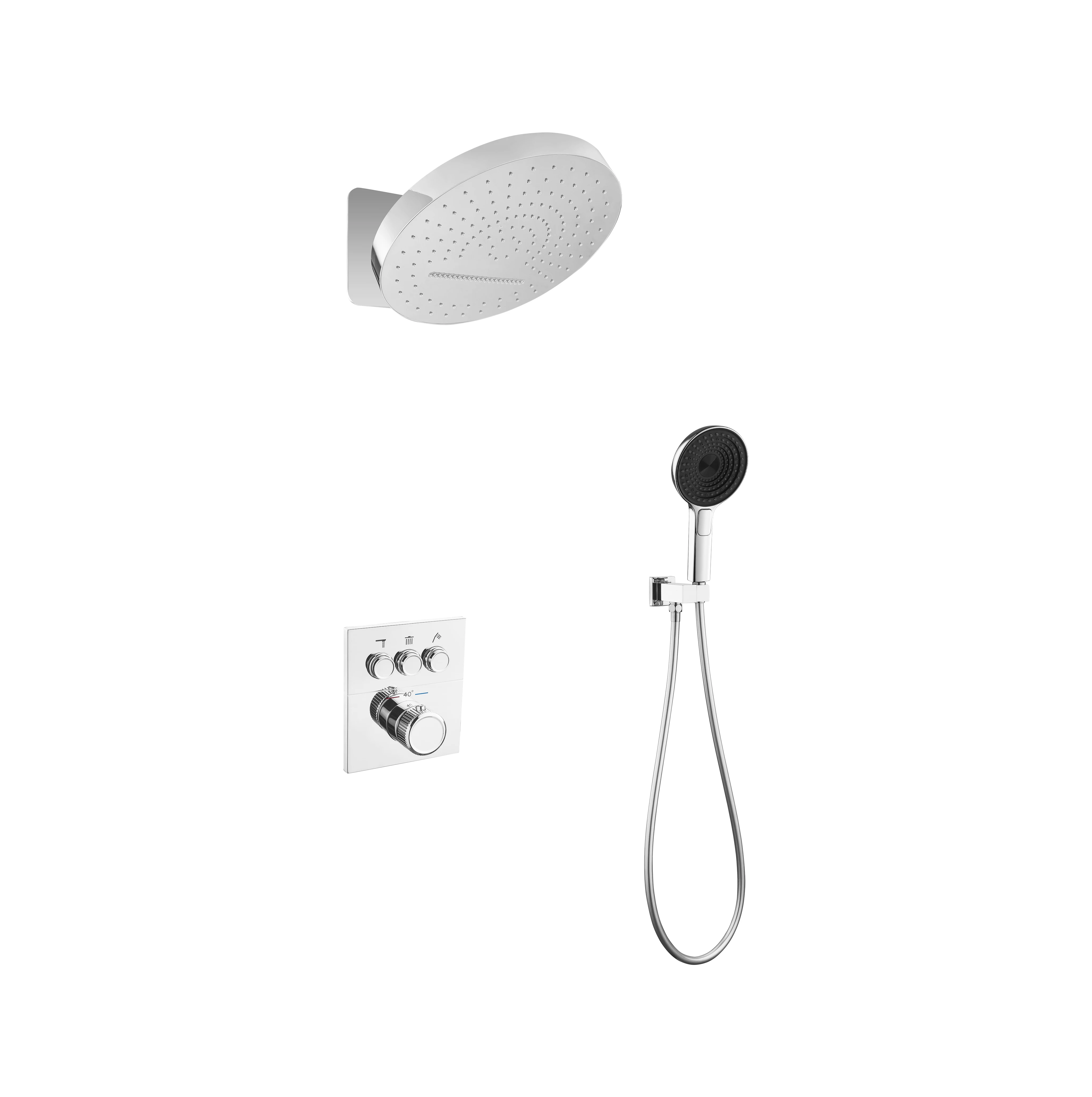 New Wall Mounted Rainwater Waterfall Constant Thermostatic Three Function Shower Shower Faucet ...