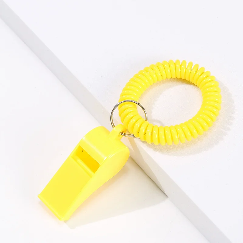 Plastic Colored Whistle with Telephone Line Spring Coil