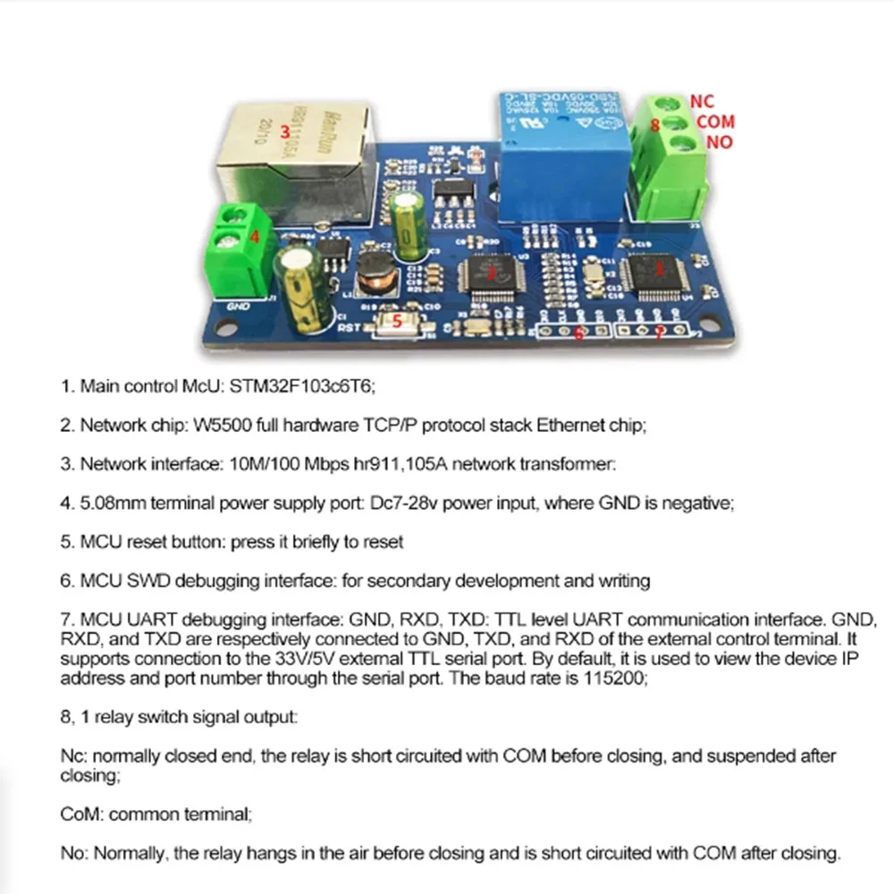Taidacent Modbus 12v Relay Board 1ch Modbus Tcp Ip Relay Module 1 Way Ethernet Lan Control Relay ...