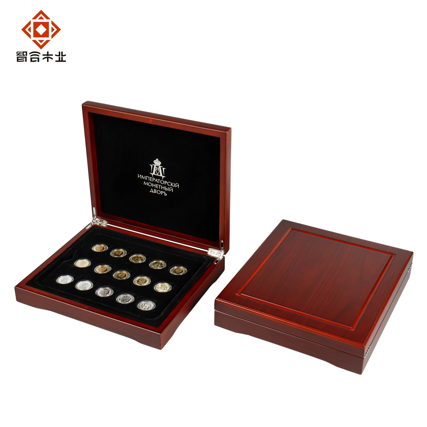 Vintage Design Style Luxury Wooden Gold Silver Coin Collection Gift Box ...