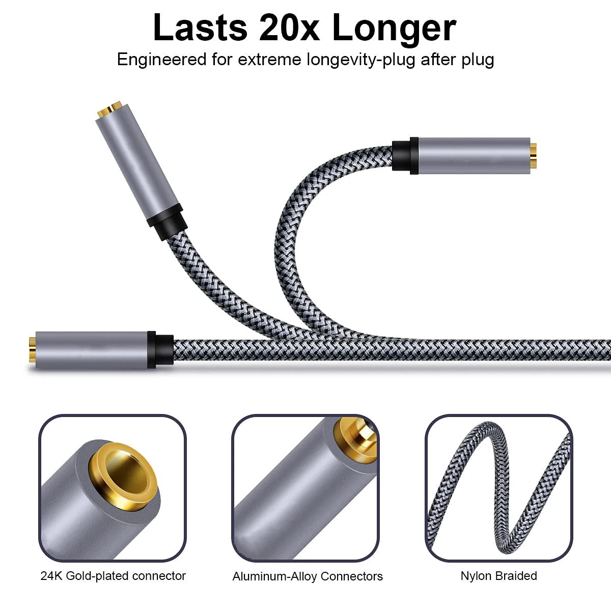 3.5mm Audio Extension Cord PVC Jacket Braid Headset Patch for Mobile ...