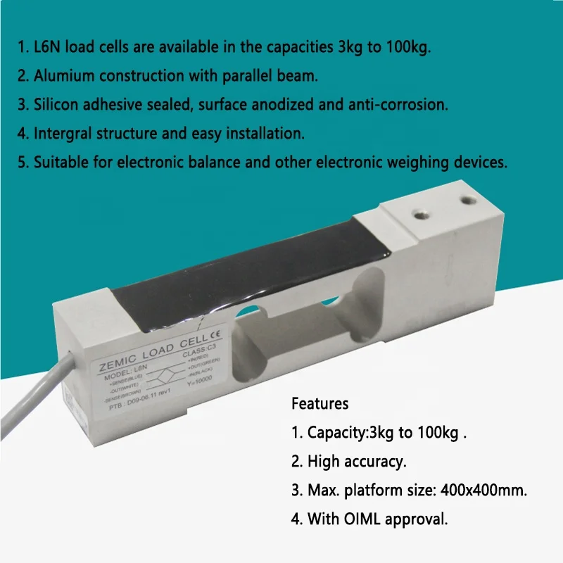 High Accuracy C3 Class L6n 3 Kg To 100kg Weighing Sensor Zemic Load ...