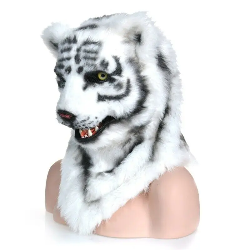 Tiger Head Mask Realistic Animal Halloween Mask For Halloween Cosplay ...