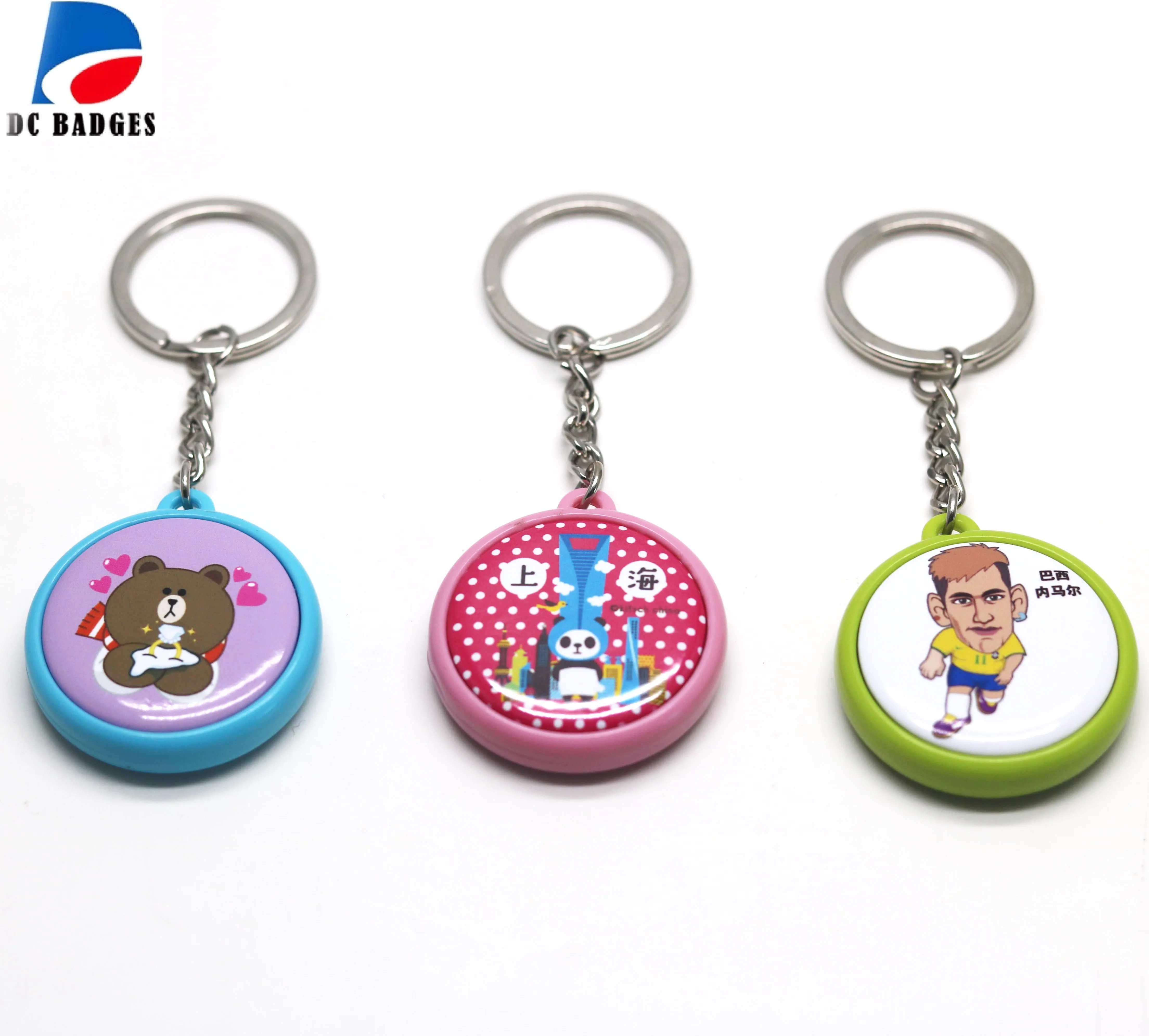 New Diy Making Keychain Double-side 32mm Colorful Keychain With Buttons ...