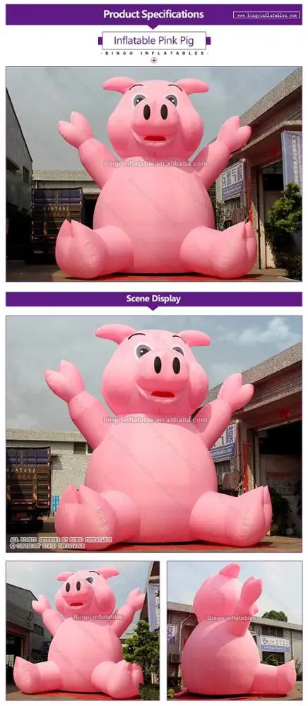 Giant Inflatable Pink Pig - Customized Cartoon Character