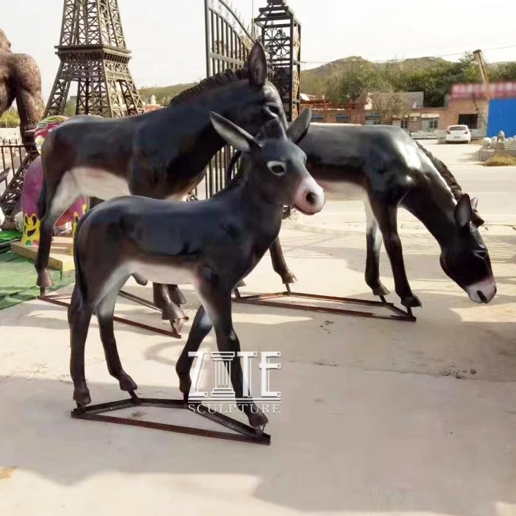 Custom Life Size Animal Statue Resin Fiberglass Donkey Sculpture