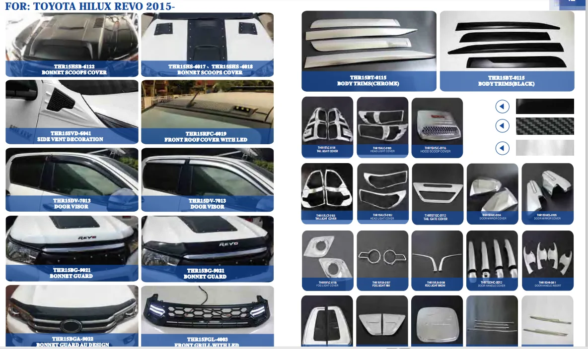 Car Garnish Complete Full Kits For Toyota Hilux Revo 2016 2017 Abs ...