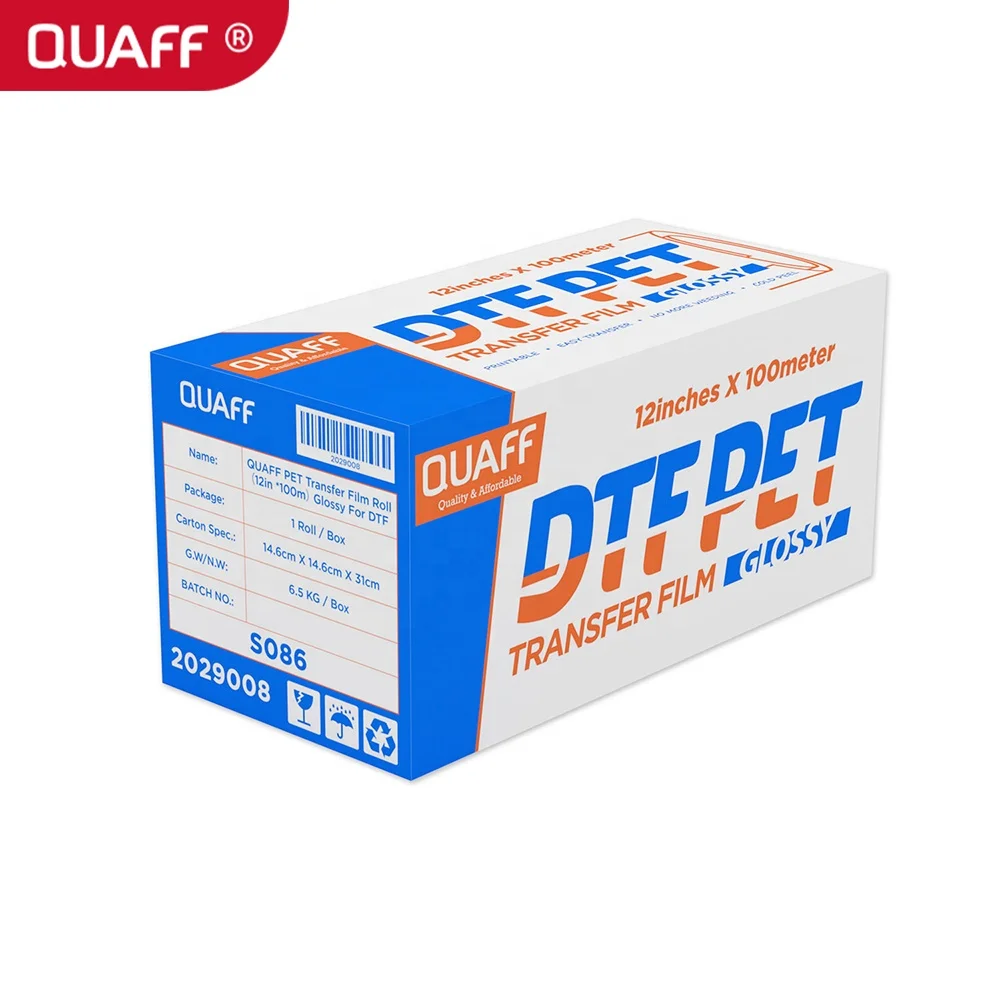 QUAFF DTF Film Roll Transfer PET Film Hot Peel Cold Peel