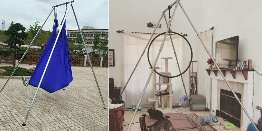 Height Adjustable Aerial Yoga Swing Frame Fitness Rig Yoga Frame Stand ...