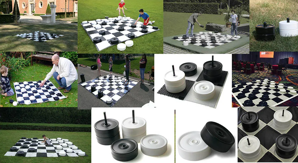 Giant Garden Outdoor Checkers Set with Nylon Mat - CNCHESS