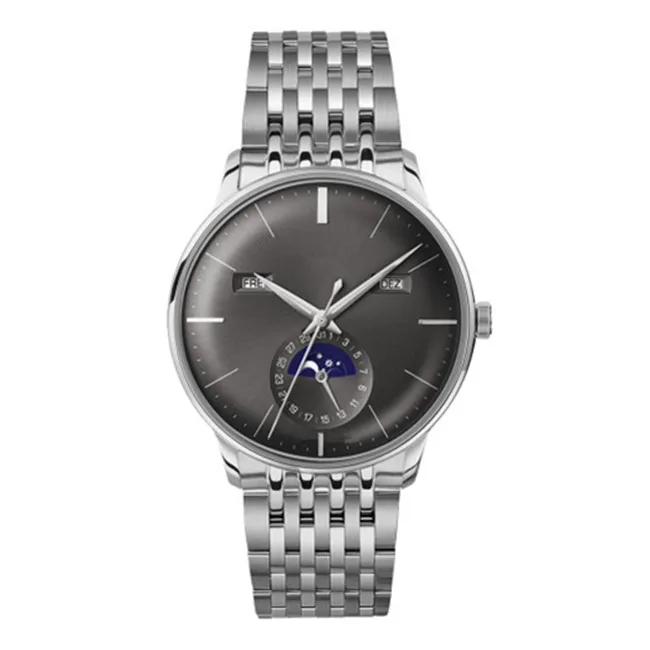 genuine leather de longe quartz stainless steel back watches men ...