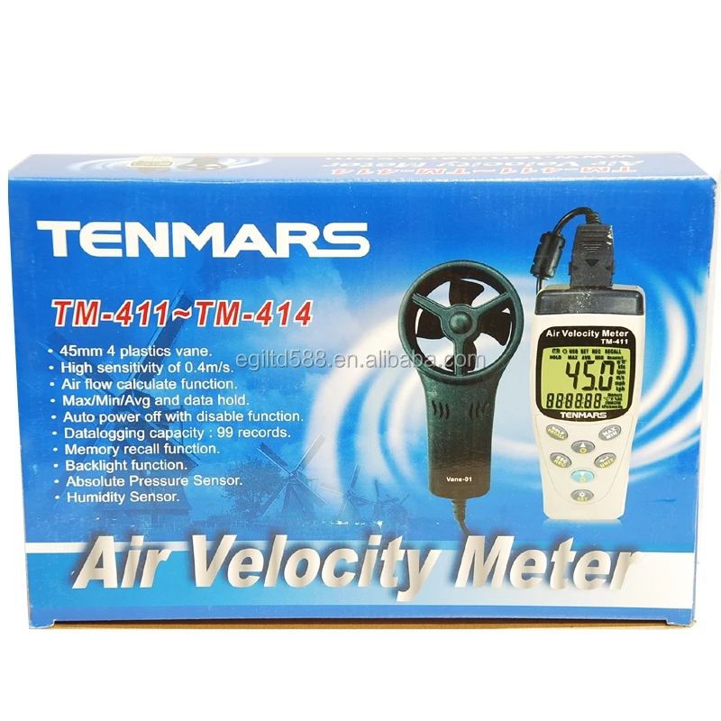 TENMARS TM-412 Anemometer - Precision Air Velocity Meter
